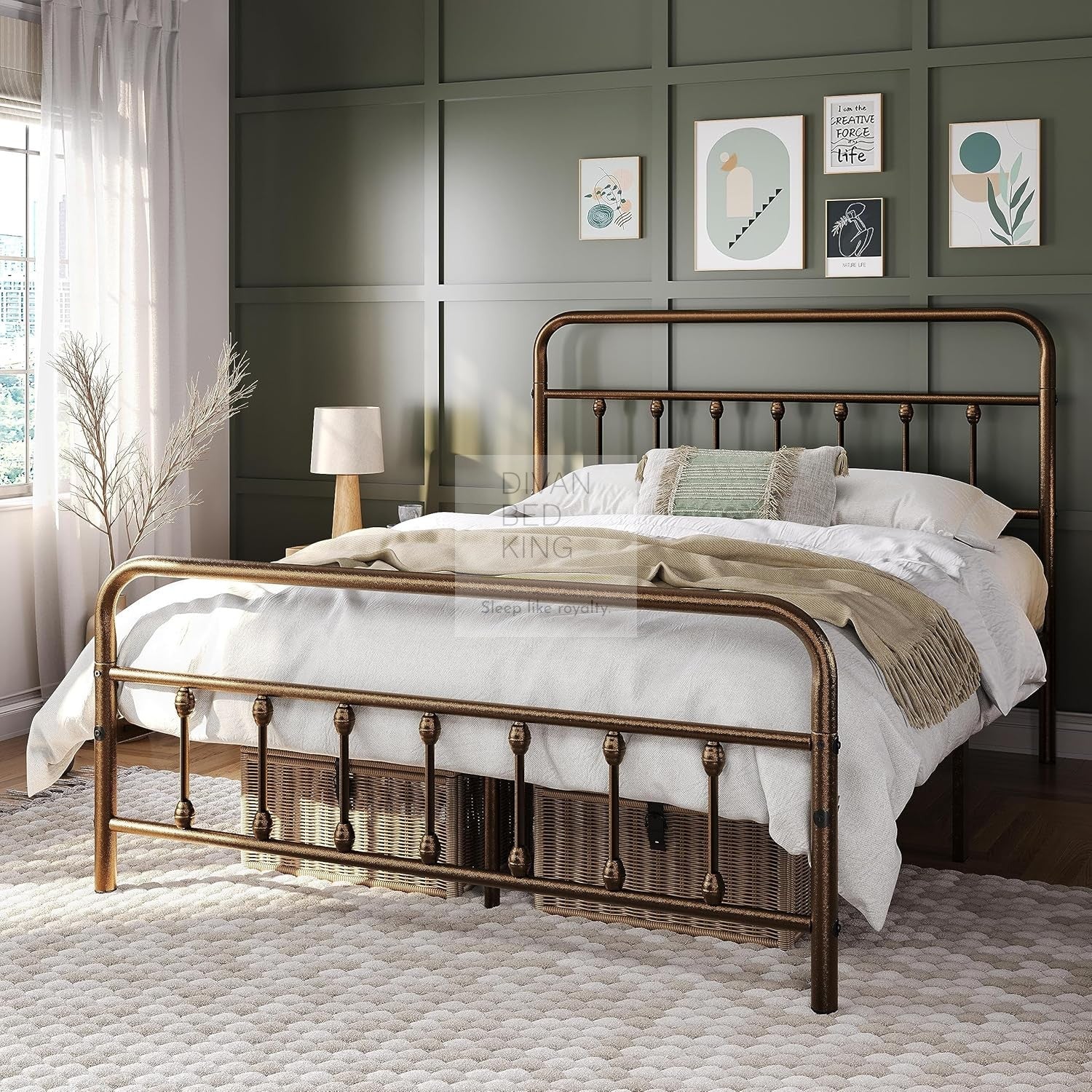 Victorian Antique Bronze Metal Hospital Vintage Style Bed with Drawer ...