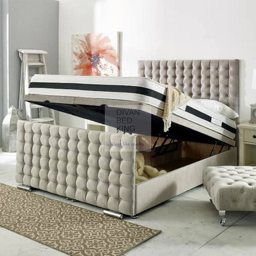 Valencia Luxury Ottoman Divan with Floorstanding Headboard and Footboa Divan Bed King