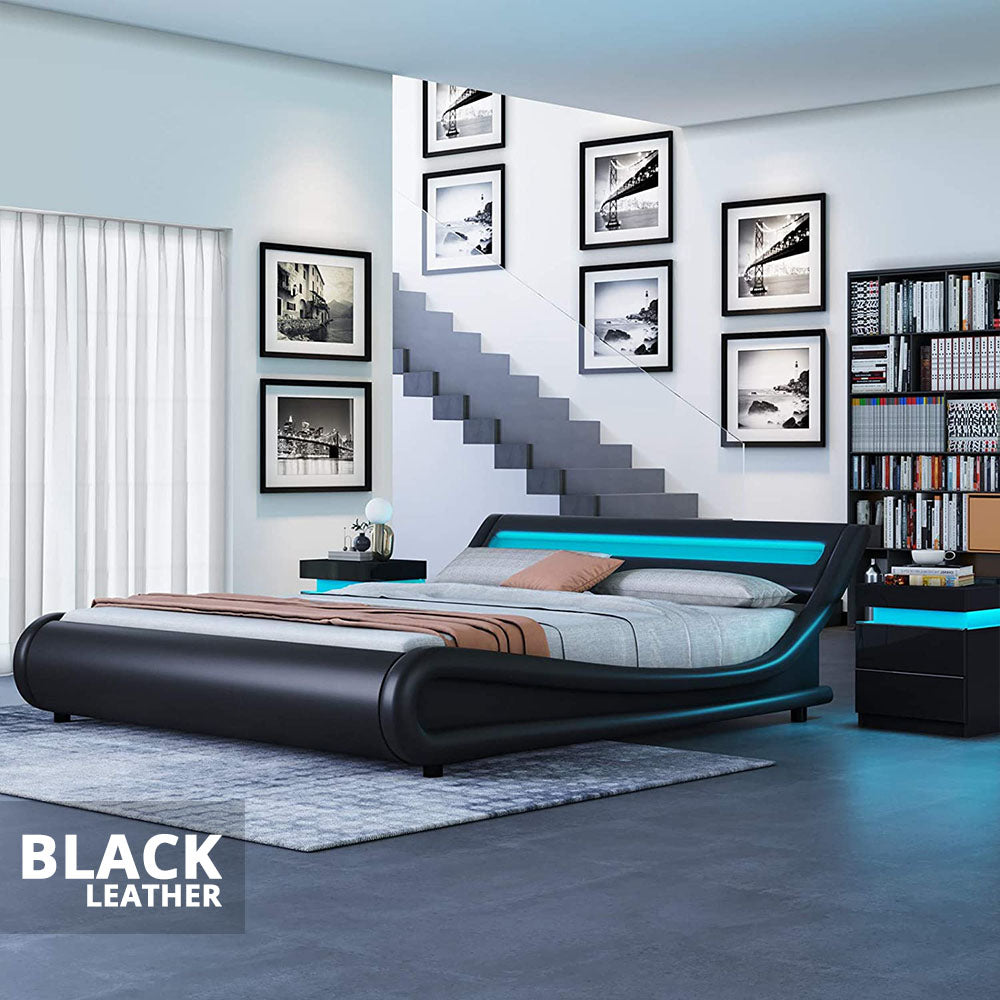 Volo LED Italian Modern Leather Bed – Divan Bed King