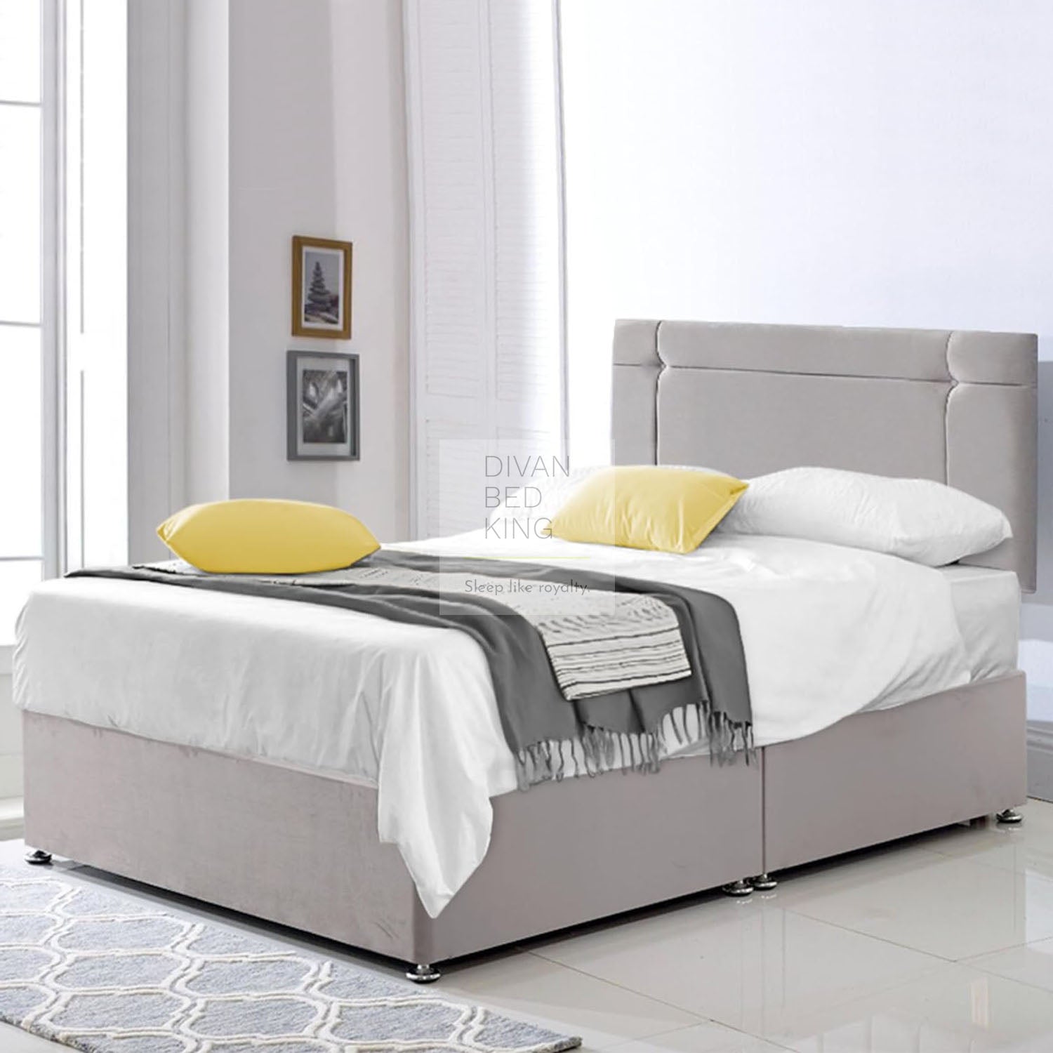Samson Reinforced Divan Bed Set with Button Headboard – Divan Bed King