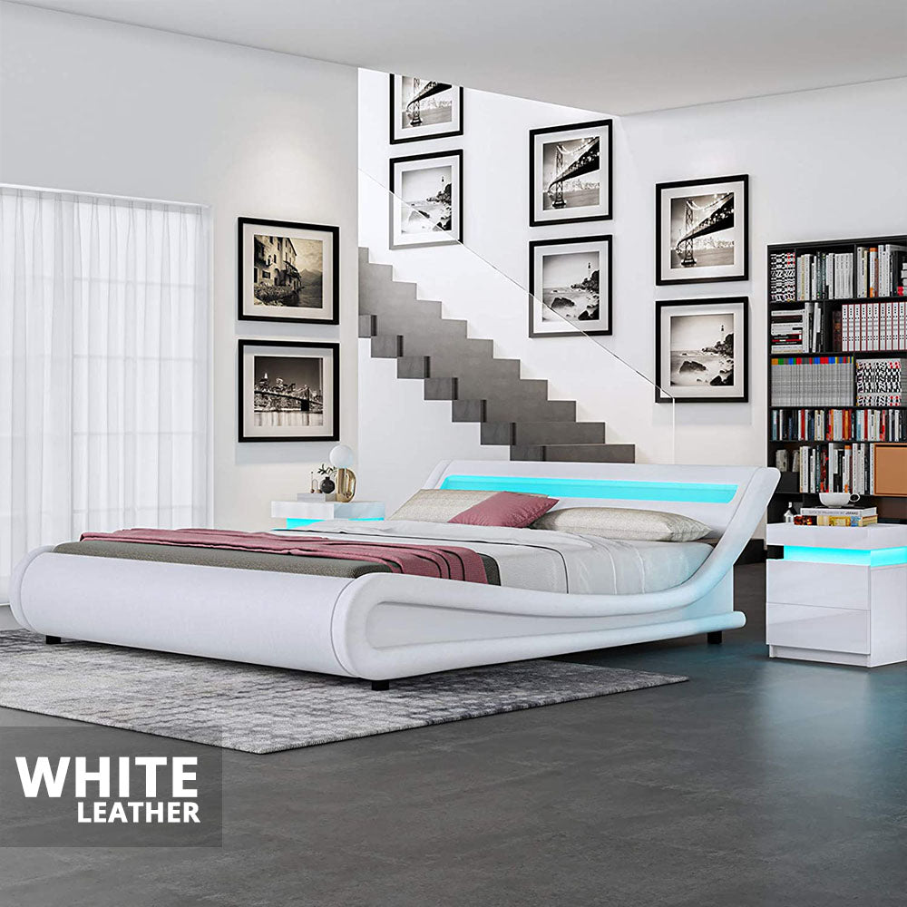Volo LED Italian Modern Leather Bed – Divan Bed King
