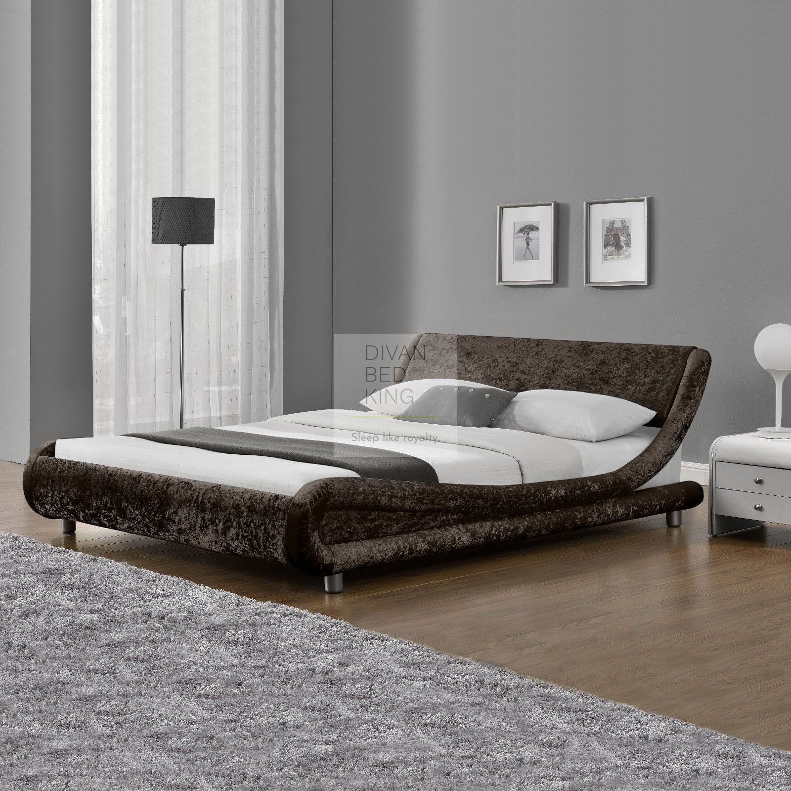 Volo Italian Modern Crushed Velvet Bed Frame – Divan Bed King