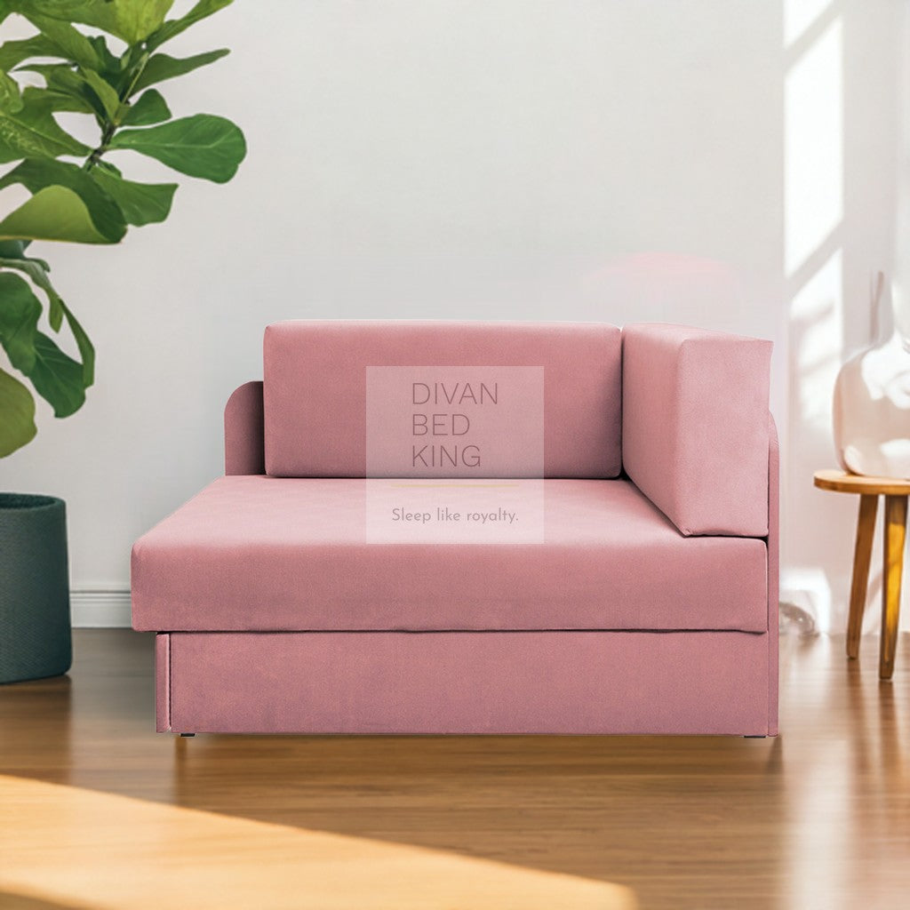 Cuboid Pink Brushed Cotton Corner 2 Seater Sofa Bed with Storage ...