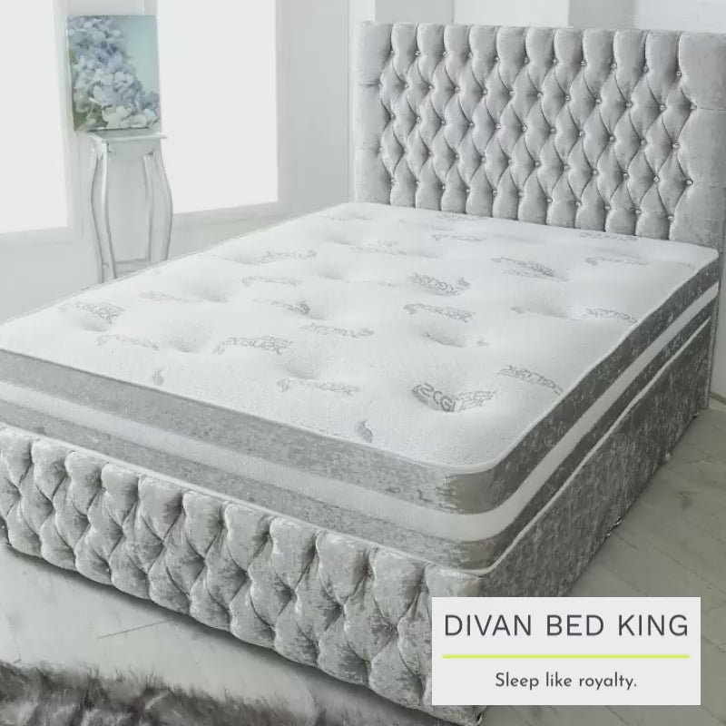 Humphrey Crushed Velvet Divan with Airflow Spring Memory Mattress ...