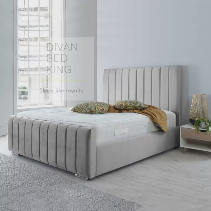 Stroma Stripe Luxury Upholstered Bed Frame – Divan Bed King