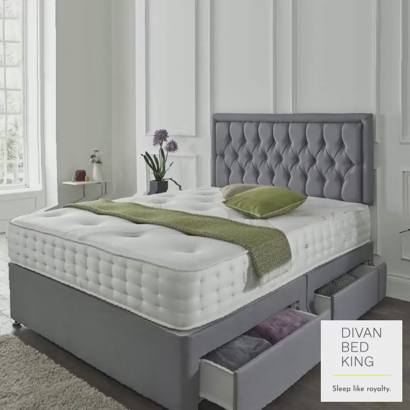 Windsor Divan Bed Set with Button Headboard – Divan Bed King