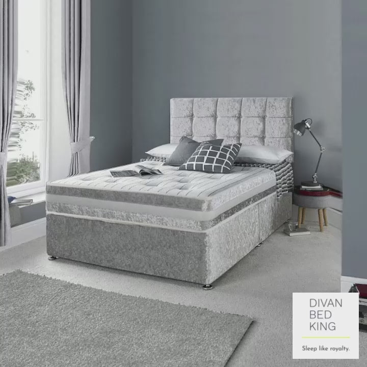 Marcus House Crushed Velvet Divan with 3D Airflow Spring Memory Mattre ...