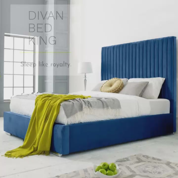 Mithras Luxury Bed Frame with Tall Panel Headboard Low Footboard ...