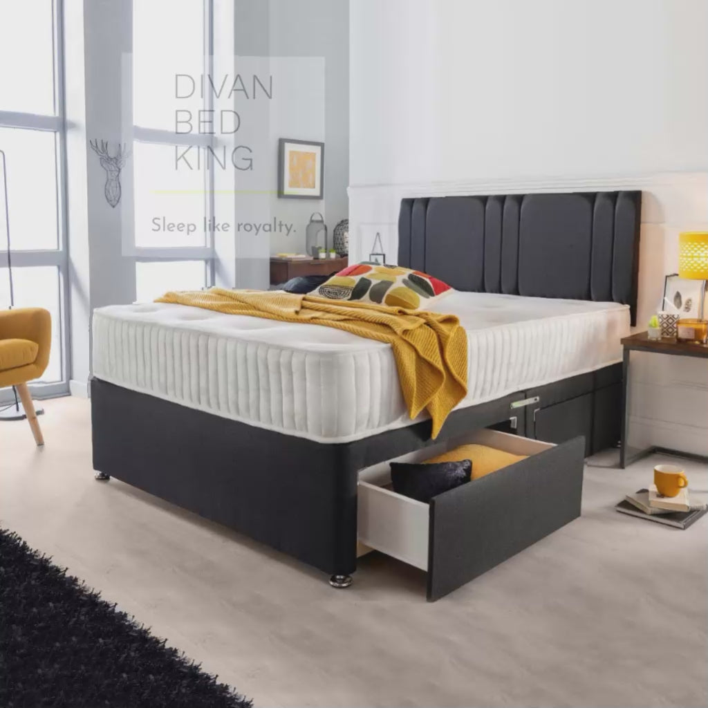 Klara Fabric Modern Drawers Storage Divan Bed with Free Headboard ...