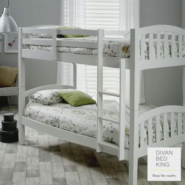 Florentina Detachable White Wooden Bunk Bed – Divan Bed King