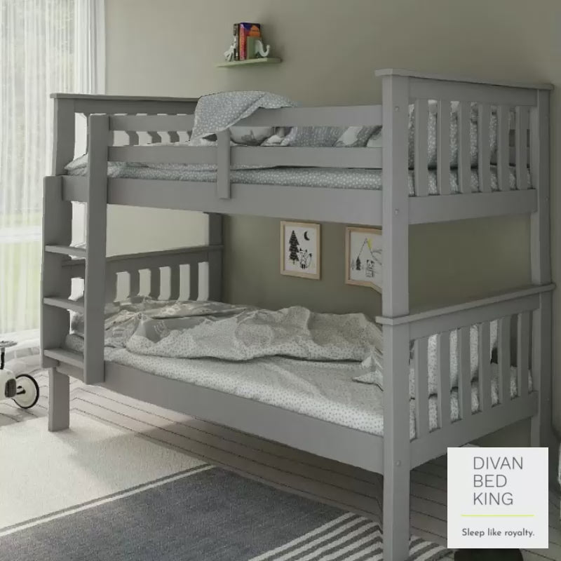 Columbus Detachable Grey Wooden Bunk Bed – Divan Bed King